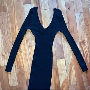 Hera Collection | Dresses | Hera Black Vneck Ribbed Knit Long Sleeve ...